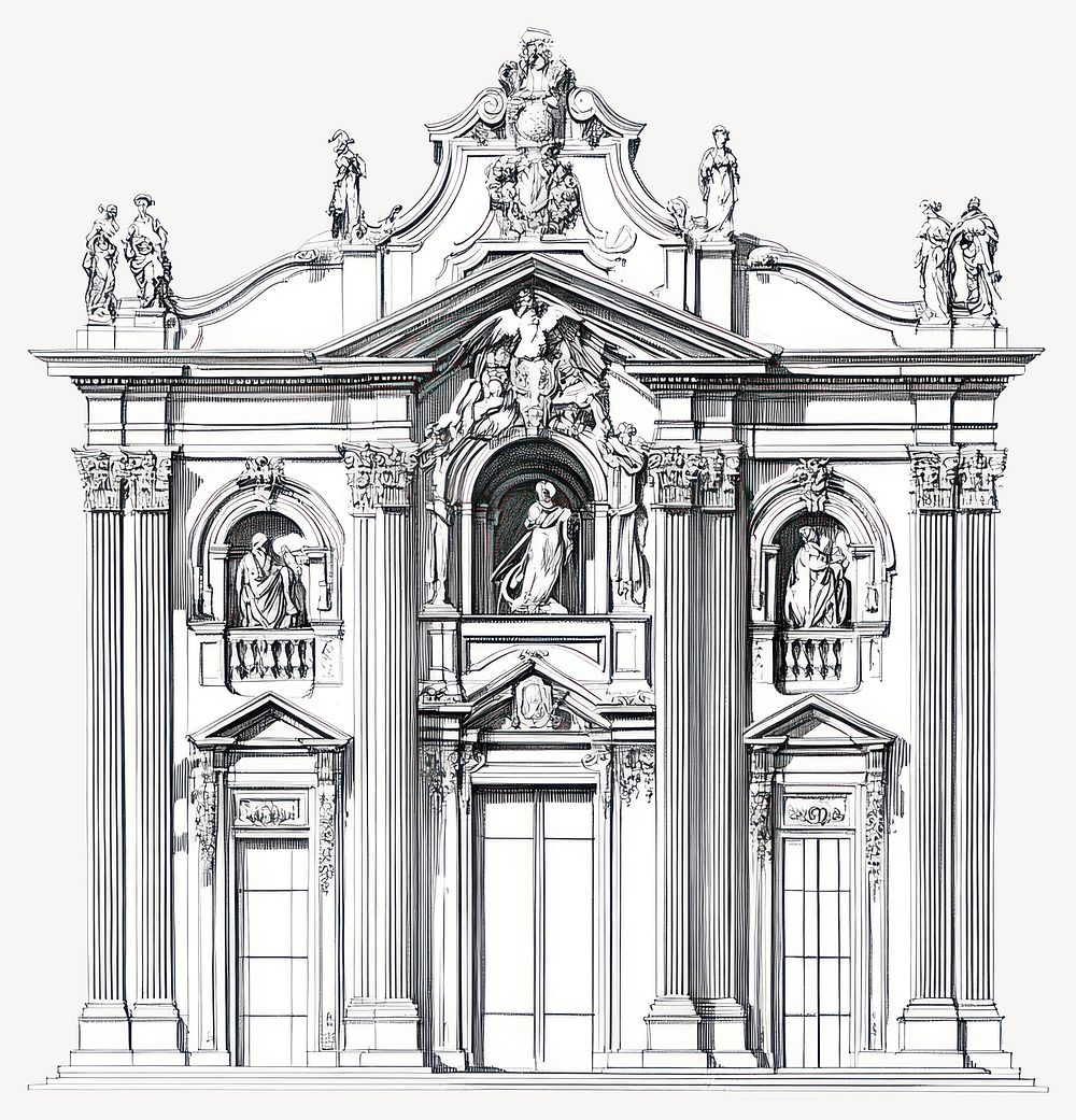 Renaissance architecture drawing art architectural | Free Vector - rawpixel