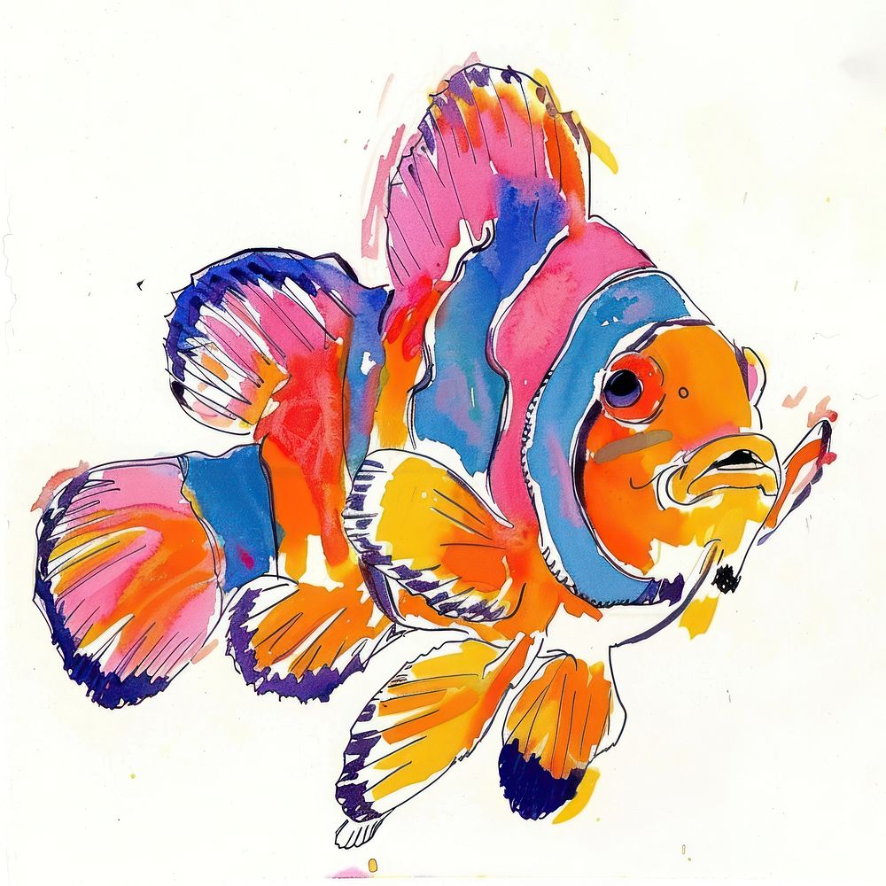 Clownfish illustration watercolor painting. | Free Photo Illustration ...