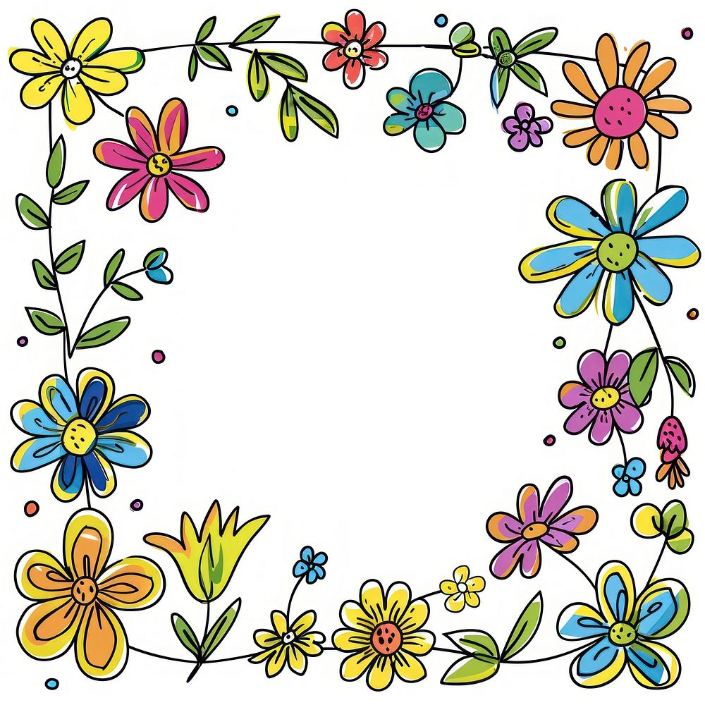 Square frame flowers colorful pattern. | Free Photo Illustration - rawpixel