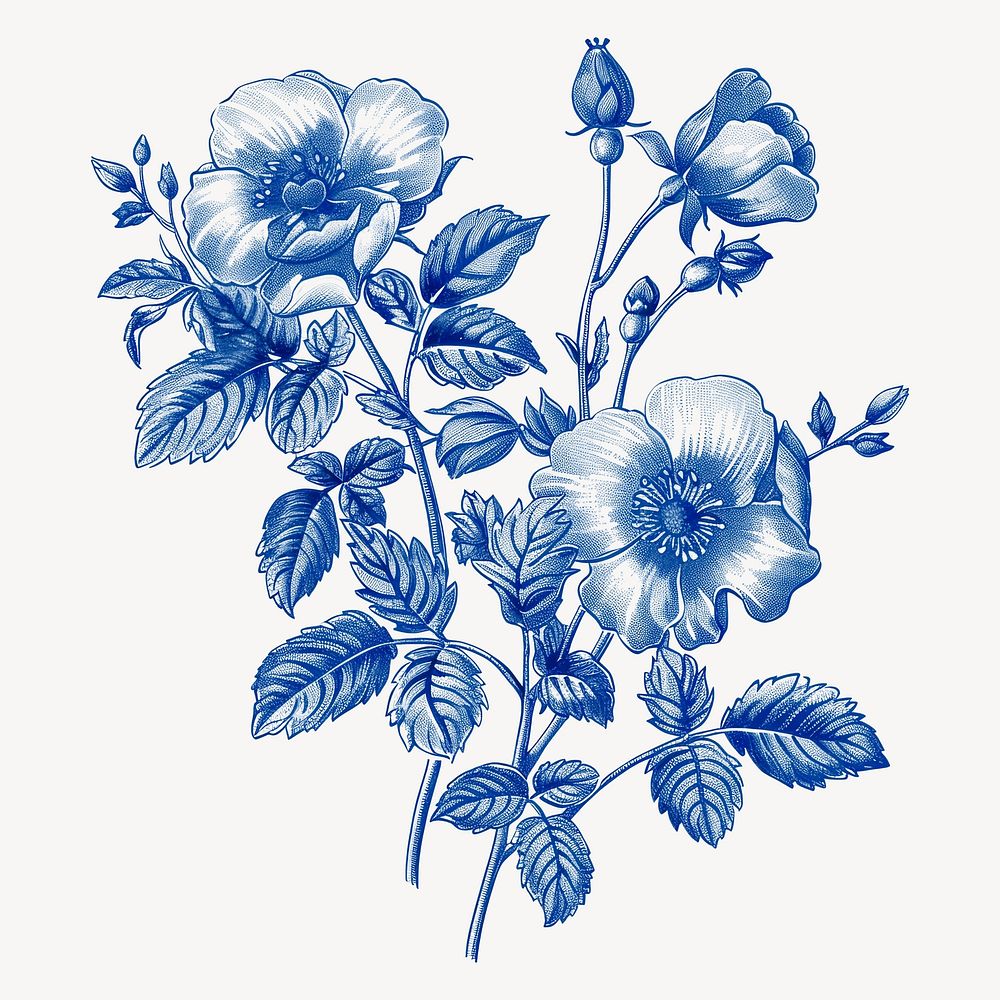 Clump flowers drawing pattern vintage | Free Vector - rawpixel