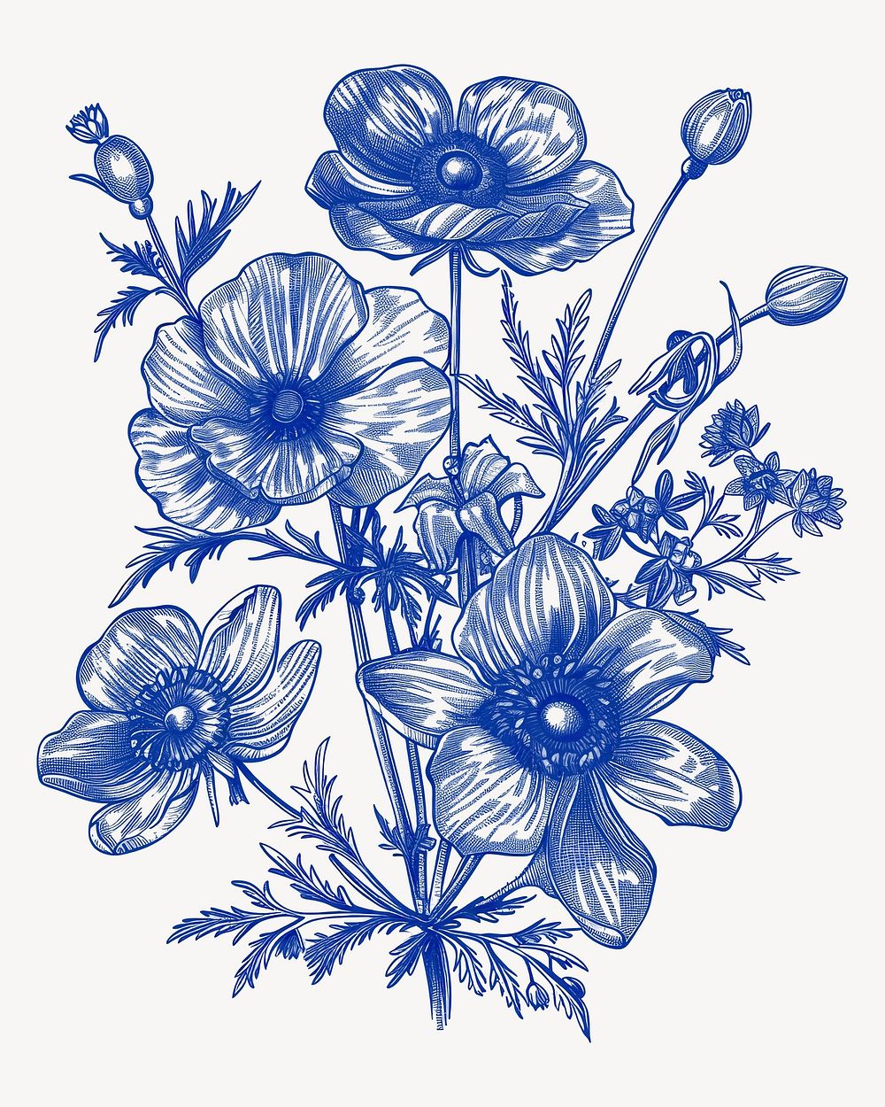 Clump flowers drawing vintage aster | Free Vector - rawpixel