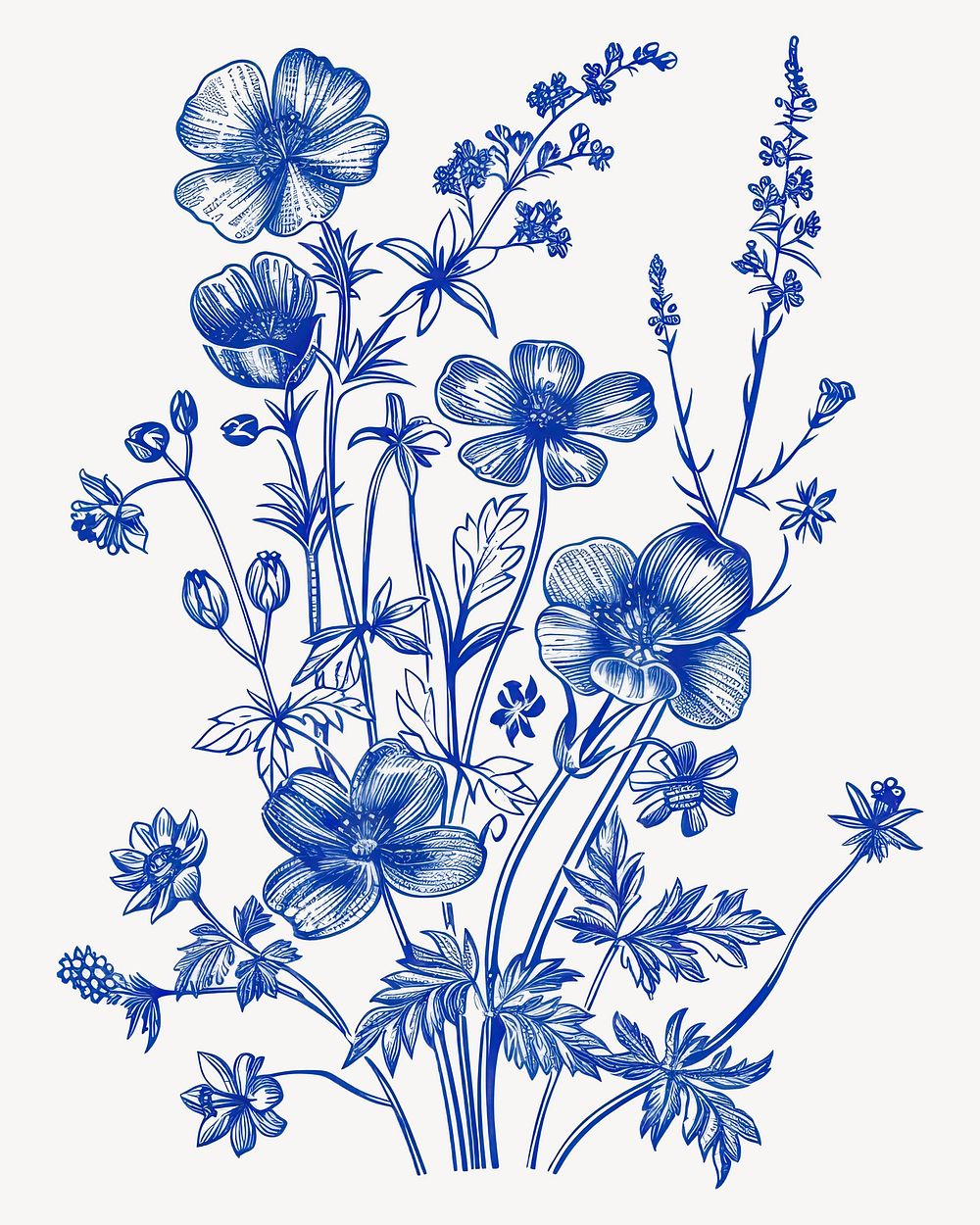 Clump flowers drawing vintage style | Free Vector - rawpixel