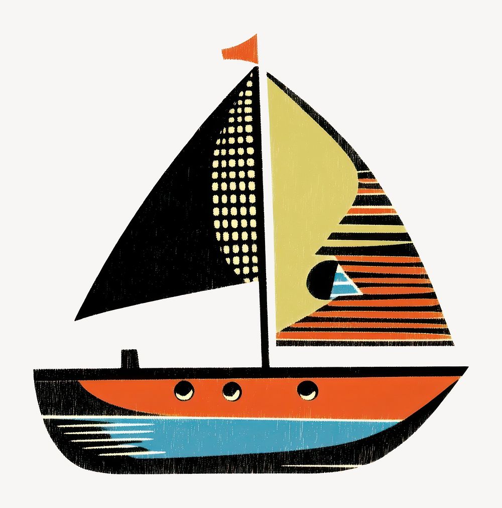 Linocut boat sailing illustration sailboat | Free Vector - rawpixel