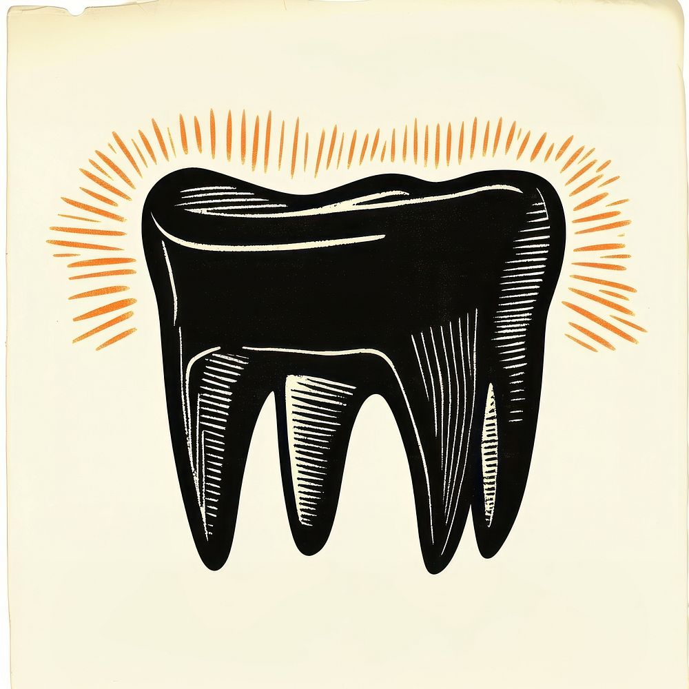 Linocut tooth illustration wildlife stylized. | Free Photo Illustration ...