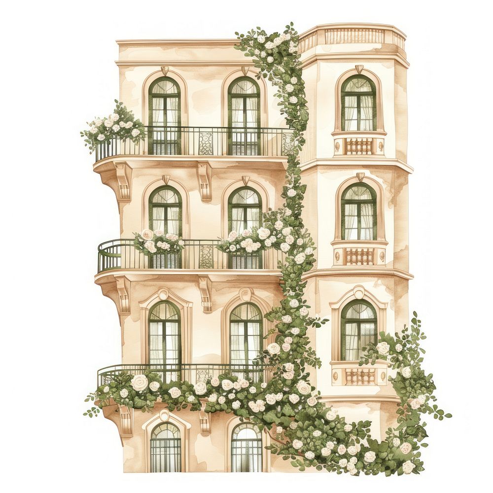 Classic building vines architecture illustration. | Free Photo ...