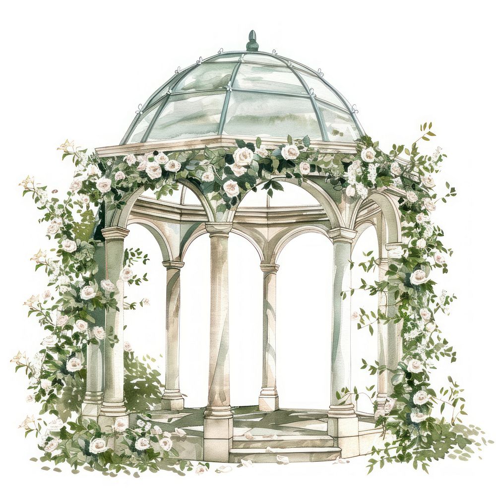 Classic pavilion building architecture illustration | Free Photo ...