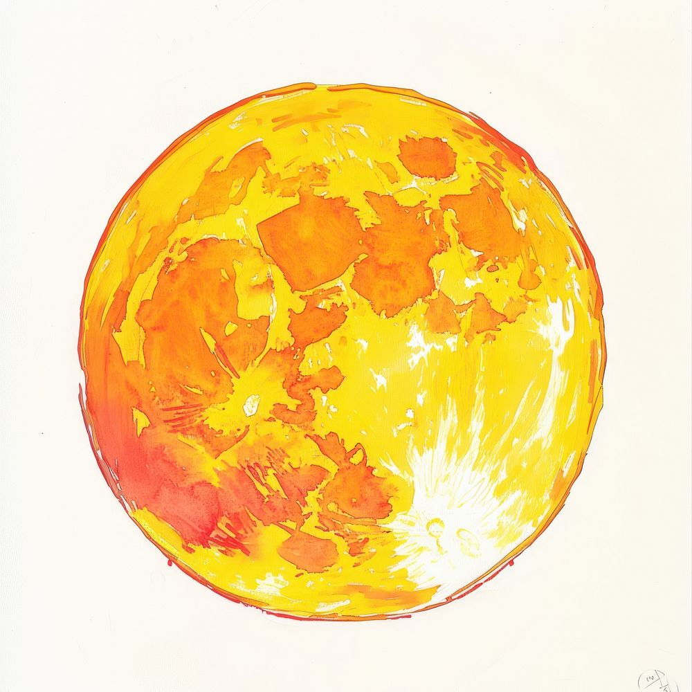 Full yellow moon illustration watercolor | Free Photo Illustration ...