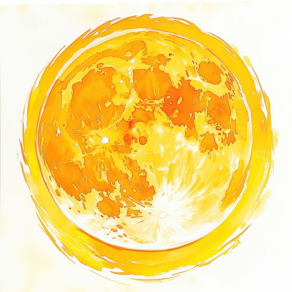 Full yellow moon illustration watercolor | Free Photo Illustration ...
