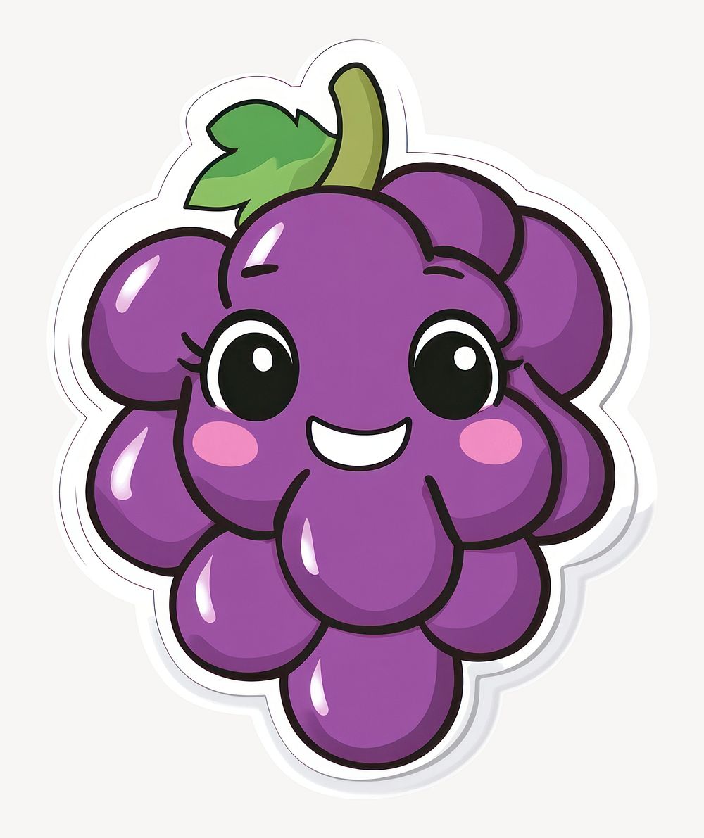 Grape grapes adorable sticker vector | Free Vector - rawpixel