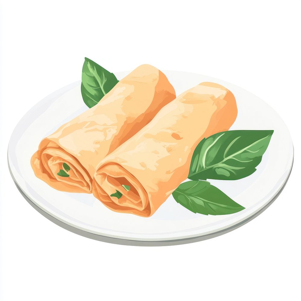 Spring roll illustration plate rolls | Free Photo Illustration - rawpixel