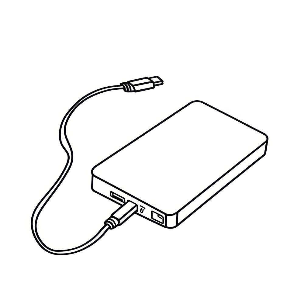 Powerbank charger electronics line art. | Free Photo Illustration ...