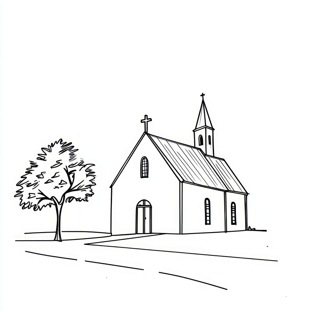 Church drawing art simple. | Free Photo Illustration - rawpixel