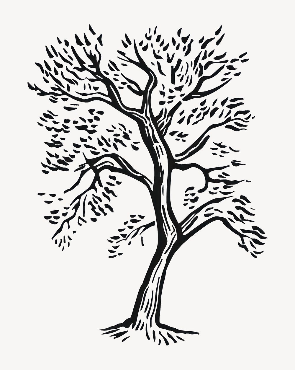 Spring tree drawing art white | Free Vector - rawpixel