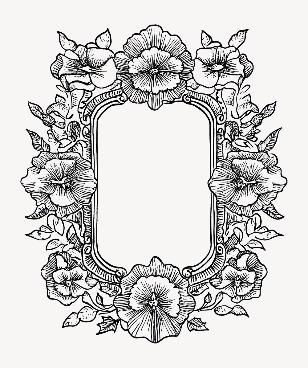 Rectangle shape Frame art flowers | Free Vector - rawpixel