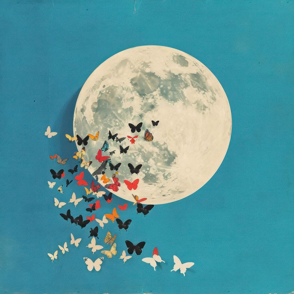 Moon butterflies night full. | Free Photo Illustration - rawpixel