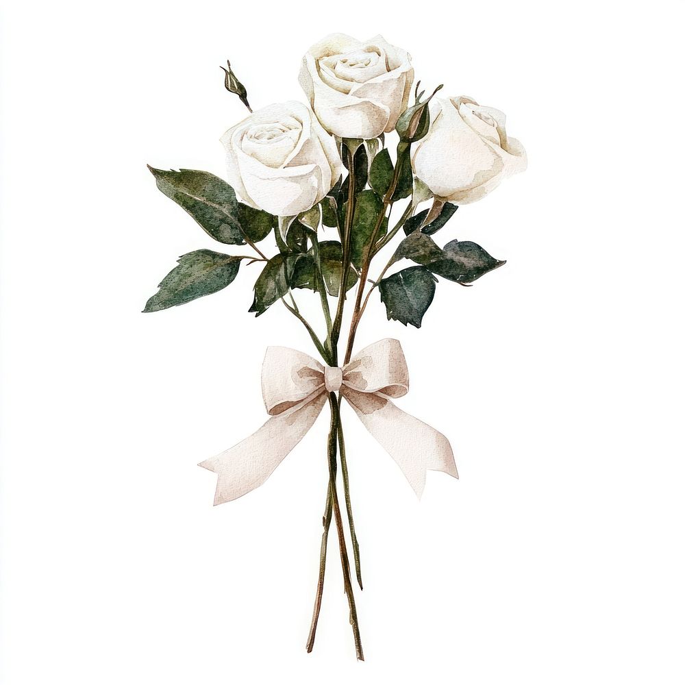 White rose bouquet roses art | Free Photo Illustration - rawpixel