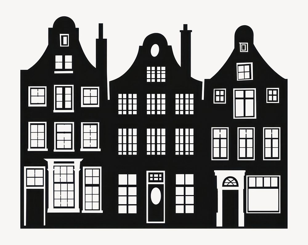 Dutch town houses architecture illustration | Free Vector - rawpixel