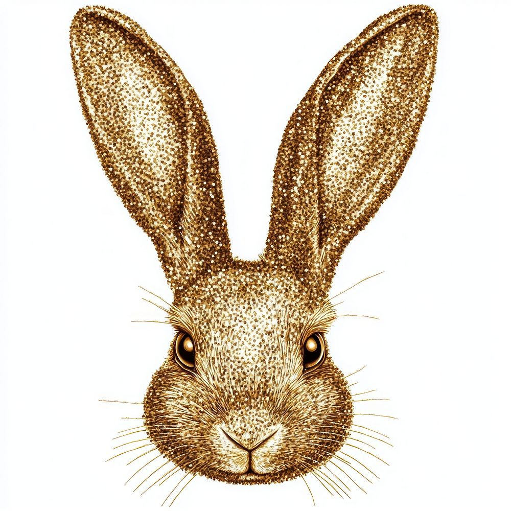Gold glitter rabit face animal | Free Photo Illustration - rawpixel