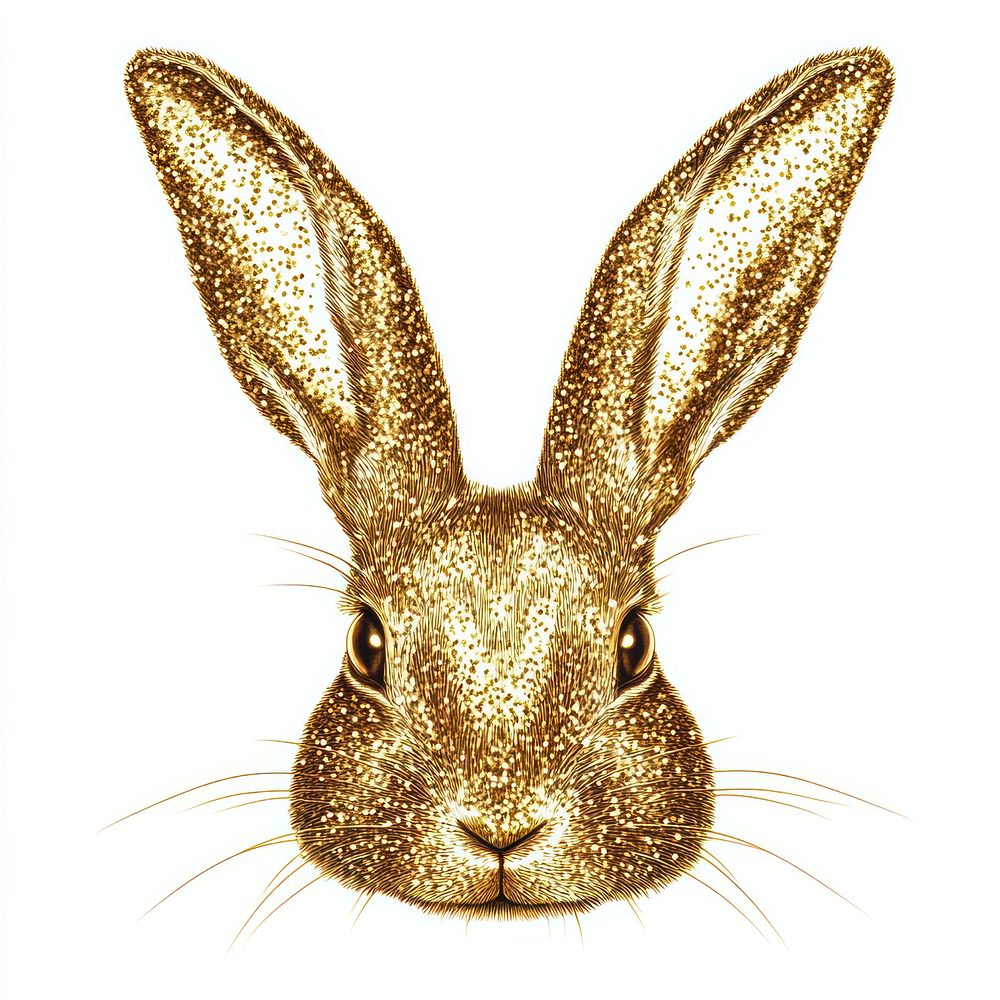 Gold glitter rabit face animal | Free Photo Illustration - rawpixel