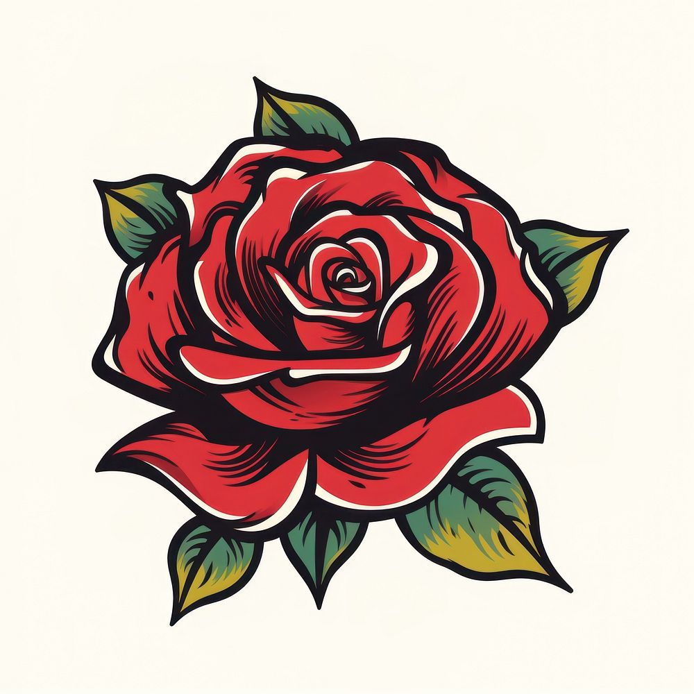 Retro logo red rose illustration | Free Photo Illustration - rawpixel