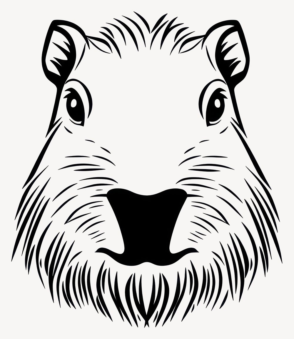 Capybara face linear art illustration | Free Vector - rawpixel