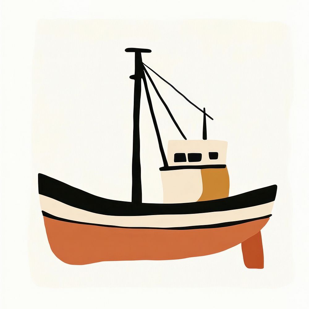 Trawler illustration simple boat. | Free Photo Illustration - rawpixel