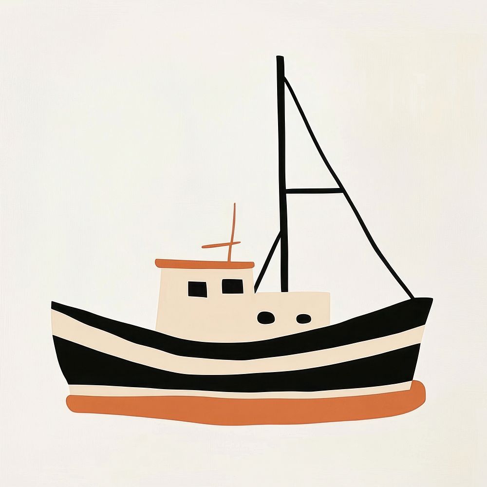 Trawler illustration simple boat. | Free Photo Illustration - rawpixel