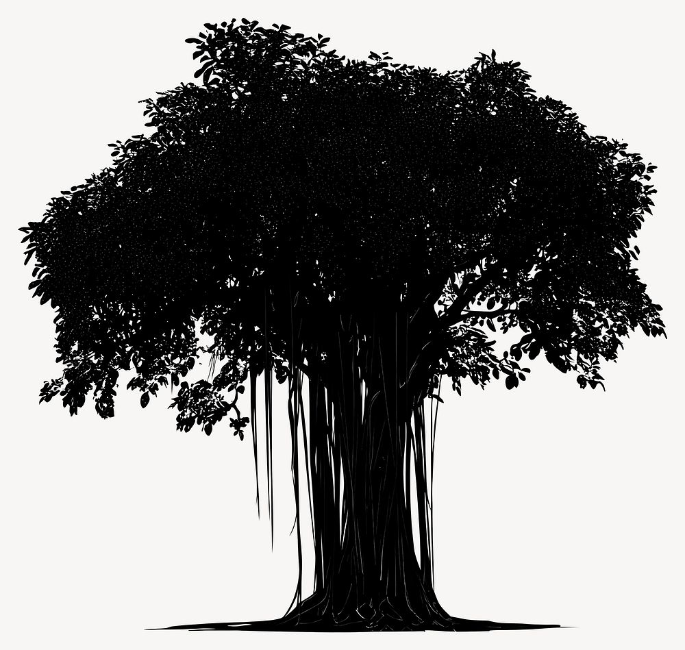 Banyan tree silhouette illustration art | Free Vector Illustration ...