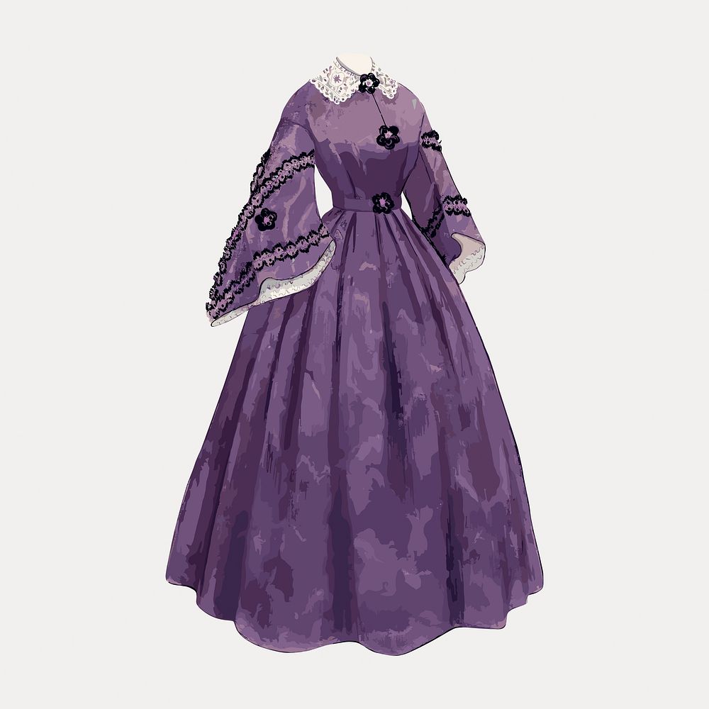 Purple Victorian dress illustration isolated | Free Vector - rawpixel