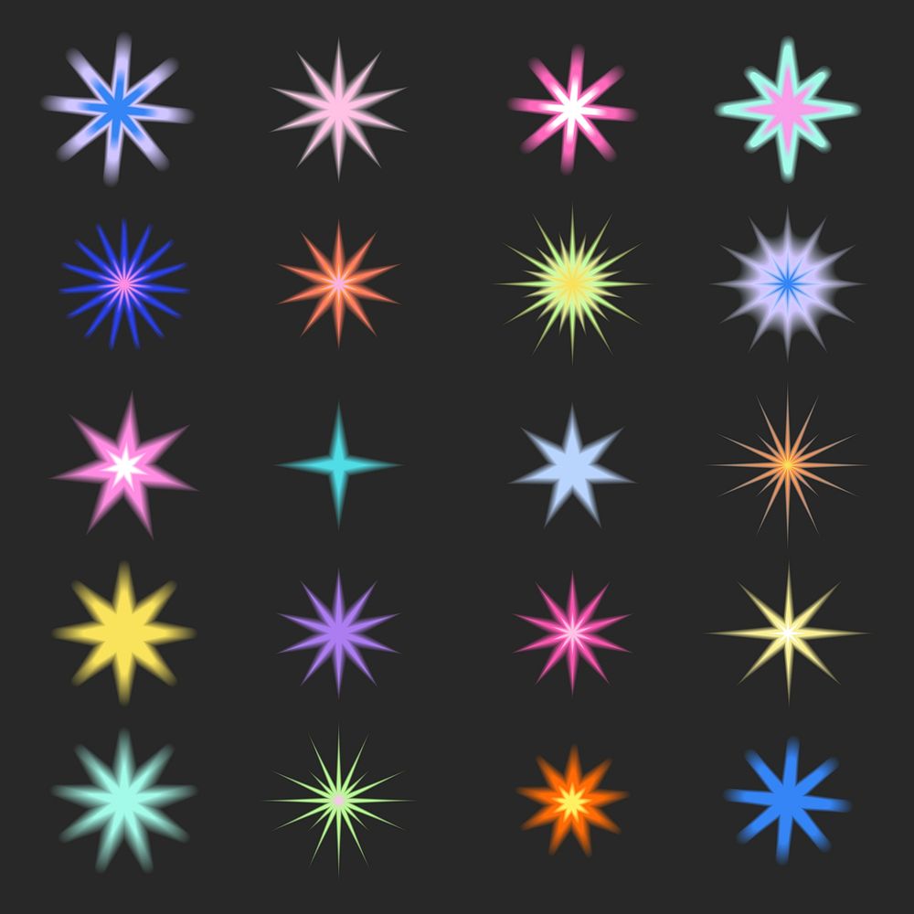 Colorful starburst icons dark background | Premium Vector - rawpixel