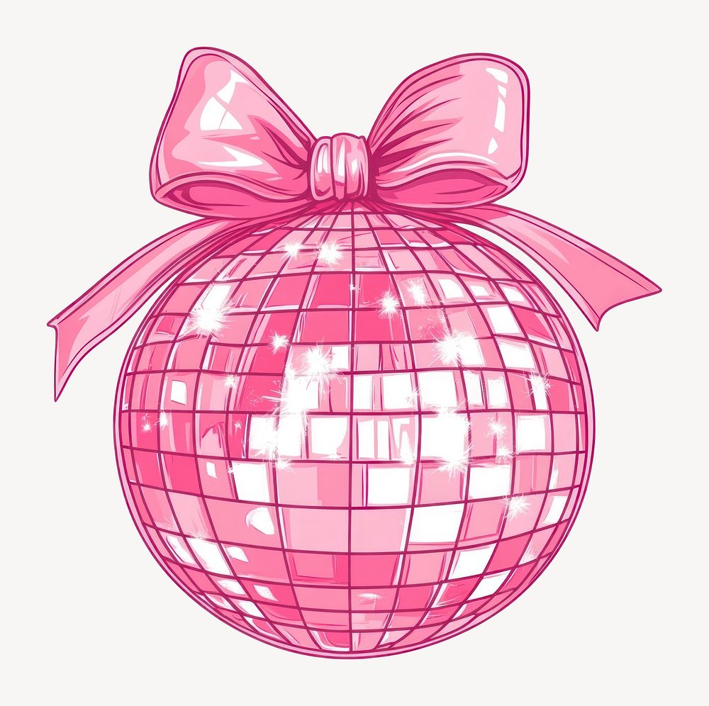 pink disco ball bow retro | Free Vector - rawpixel