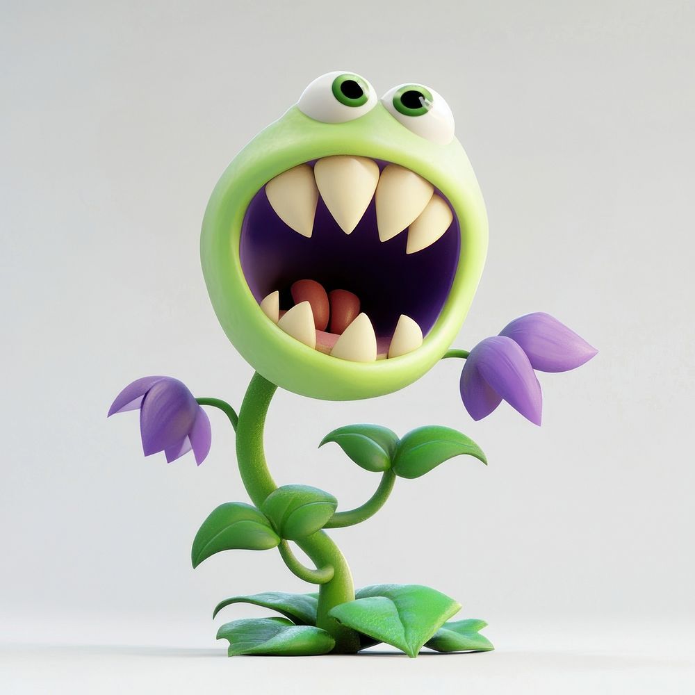 Man-eating plant character cartoon flowers. | Free Photo Illustration ...