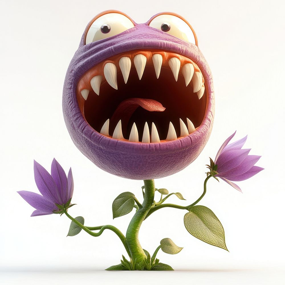 Man-eating plant cartoon purple character. | Free Photo Illustration ...