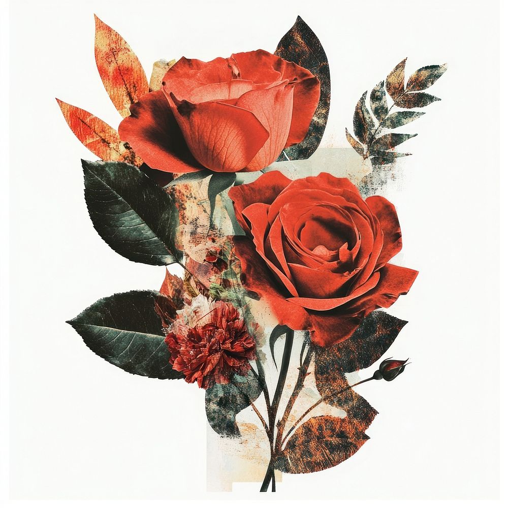 Vintage maximalist red rose art | Free Photo Illustration - rawpixel