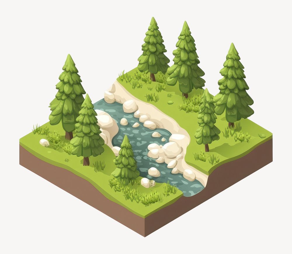 Small forest river isometric landscape | Free Vector - rawpixel