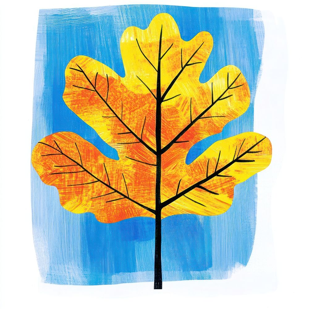 Yellow oak leave leaf illustration | Free Photo Illustration - rawpixel