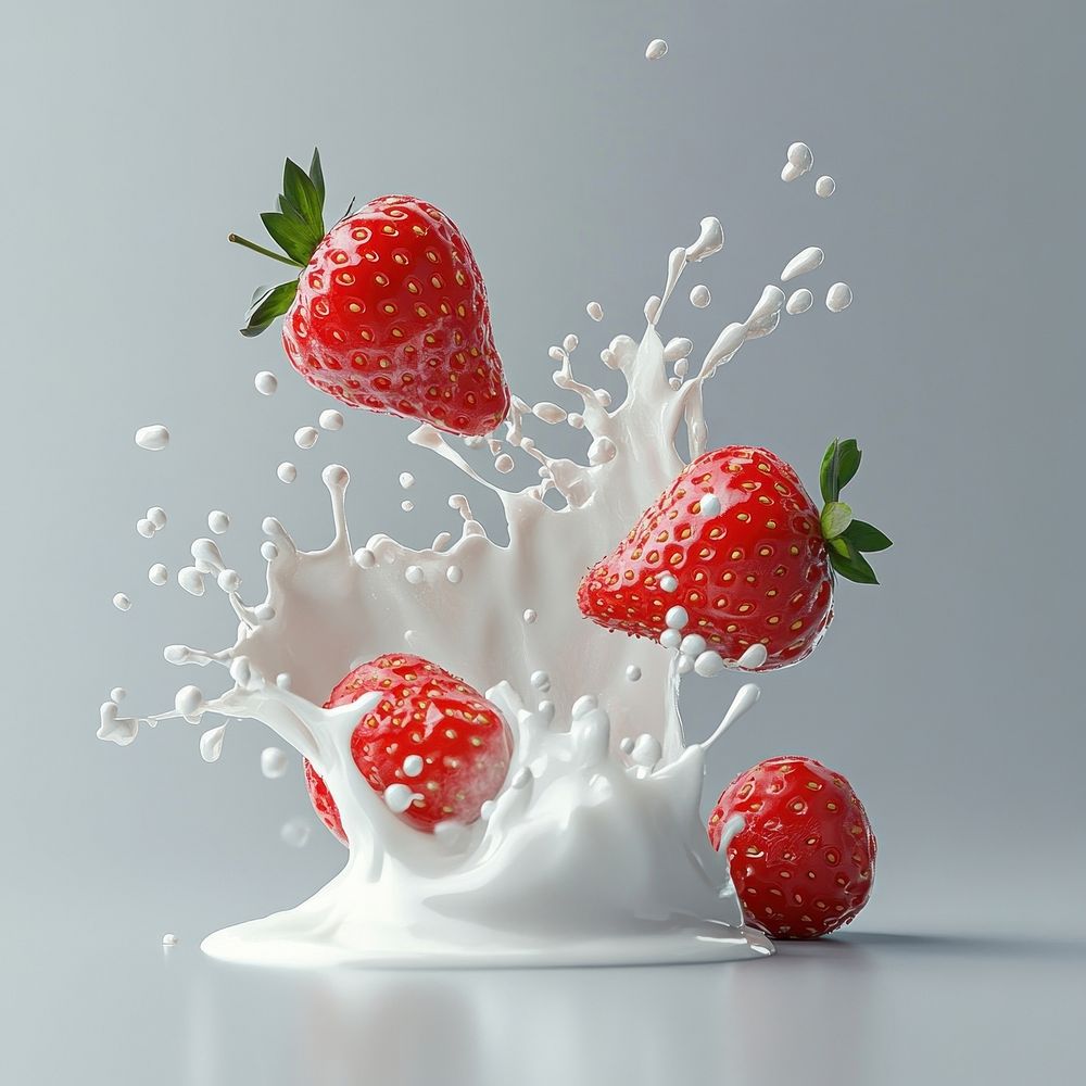 Strawberries floating air strawberry milk | Free Photo - rawpixel