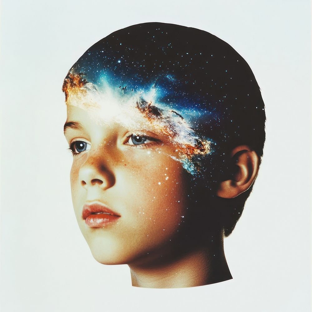 Galaxy face boy photography portrait | Free Photo Illustration - rawpixel