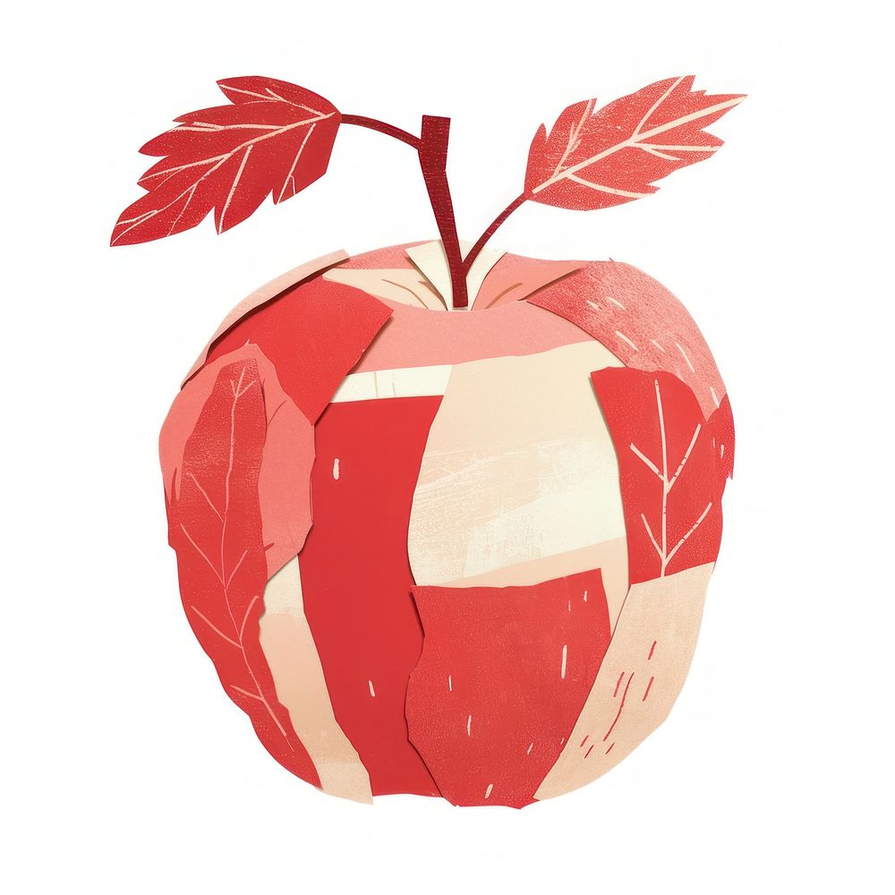 Paper collage apple leaves fruit | Free Photo Illustration - rawpixel