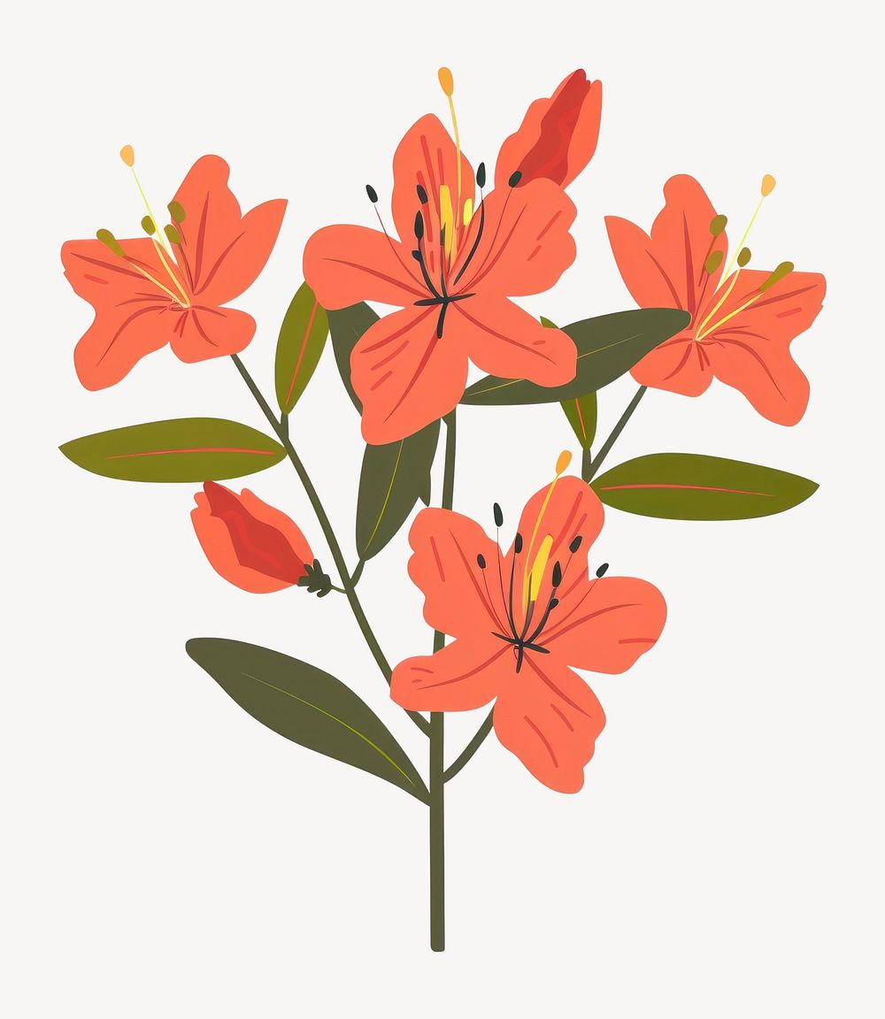 Azaleas flowers illustration botanical blossom | Free Vector - rawpixel