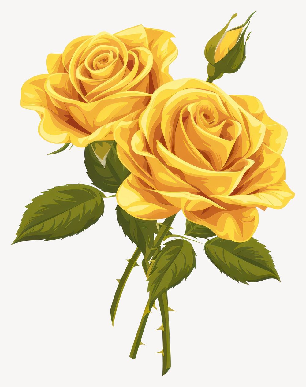 Yellow roses illustration flower botanical | Free Vector - rawpixel