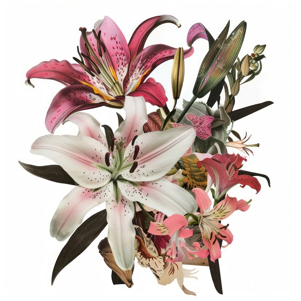 Lily shape flower collage cutouts | Free Photo Illustration - rawpixel