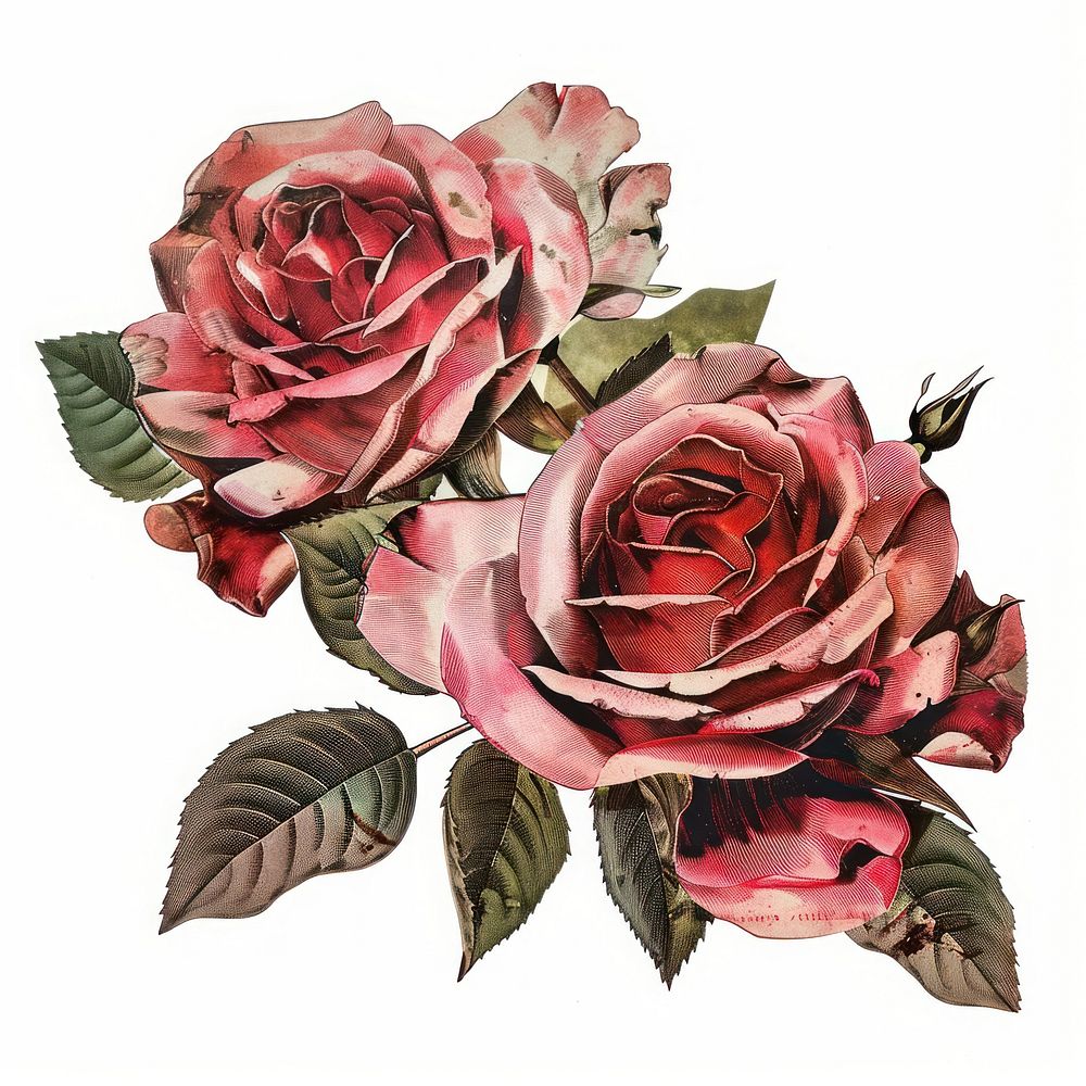 Rose flower collage cutouts roses | Free Photo Illustration - rawpixel