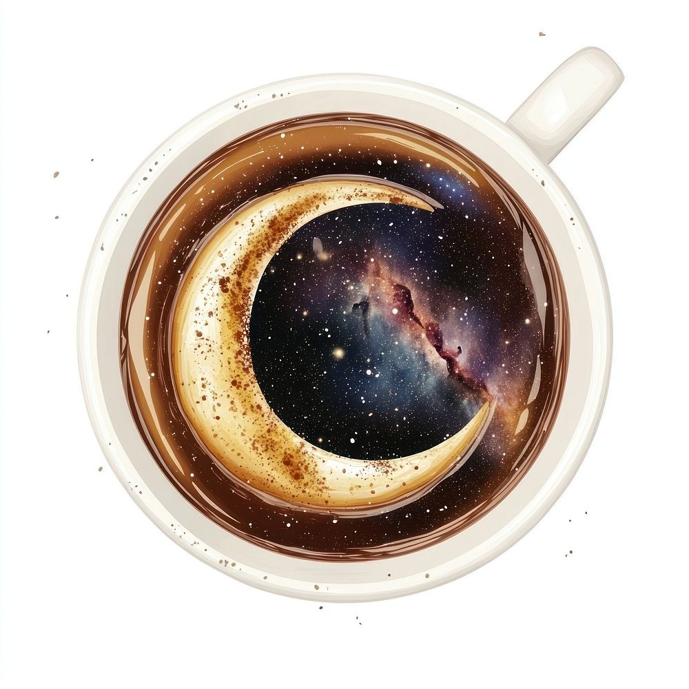 Galaxy coffee illustration crescent cup. | Free Photo Illustration ...