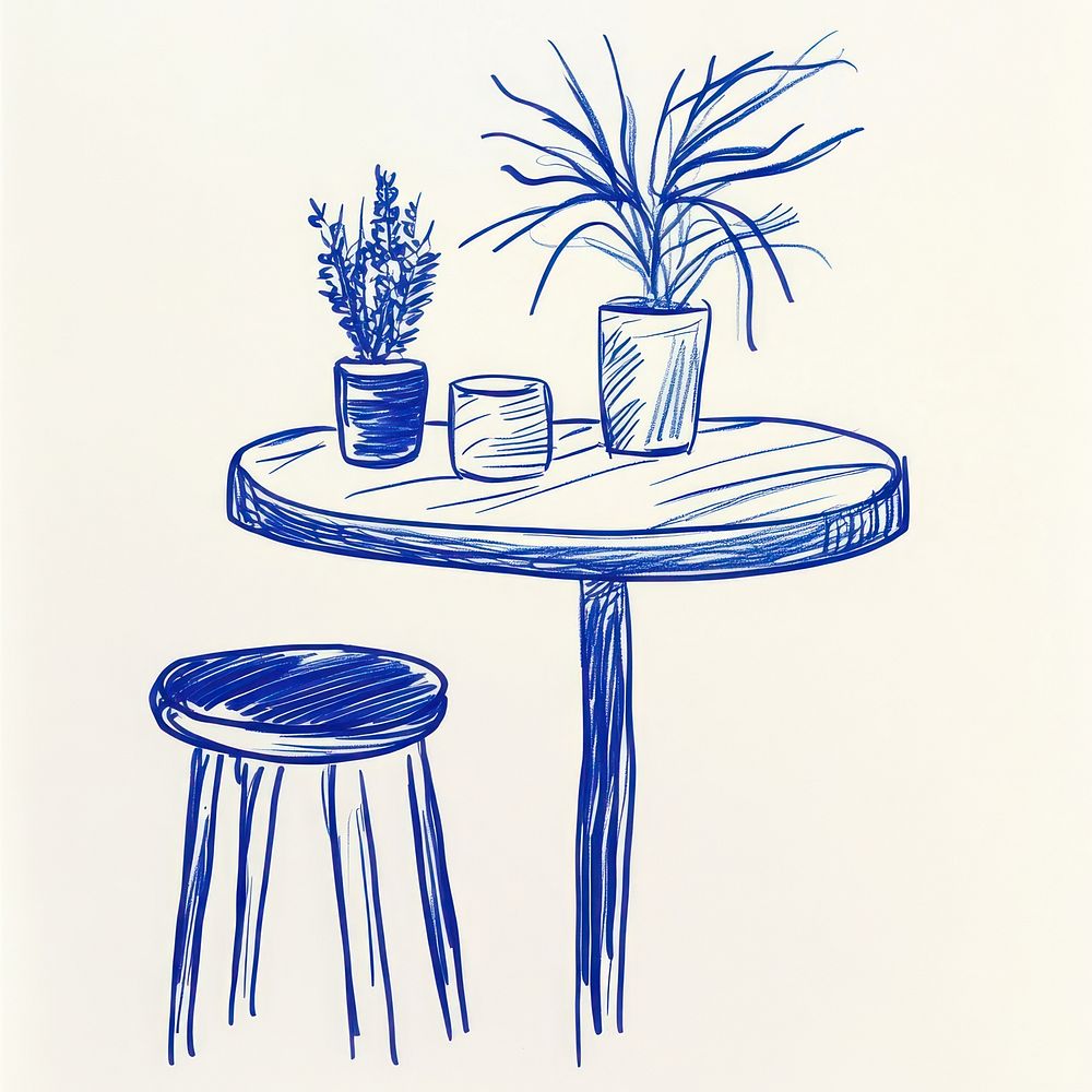 Outline Bar table drawing furniture | Free Photo Illustration - rawpixel