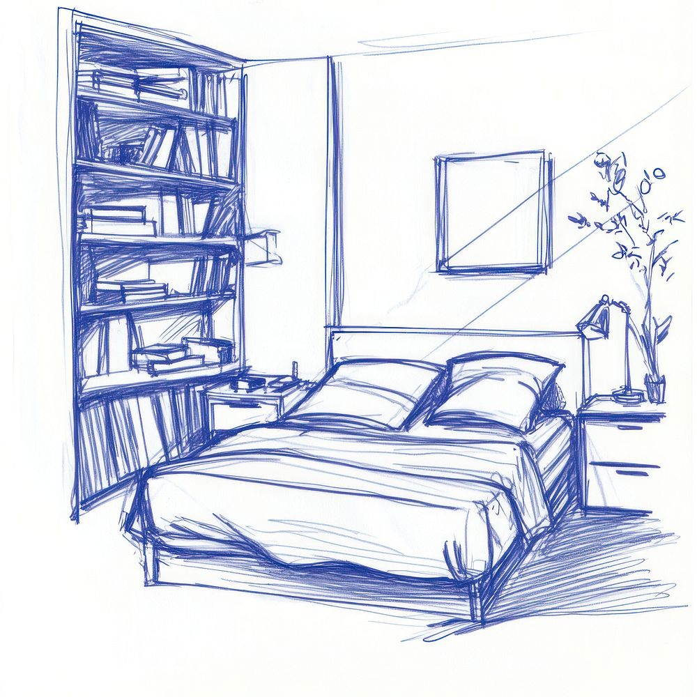 Outline Murphy bed drawing furniture | Free Photo Illustration - rawpixel