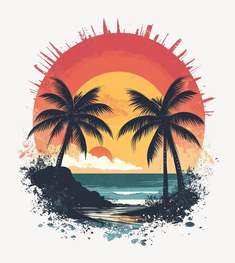 Tropical sunset design ocean vector | Free Vector - rawpixel