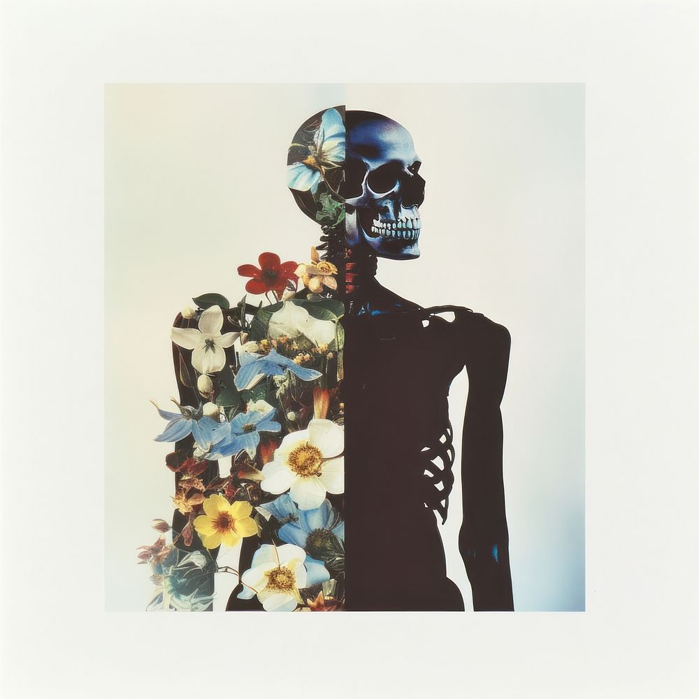 Skeleton flowers skeleton collage. | Free Photo Illustration - rawpixel