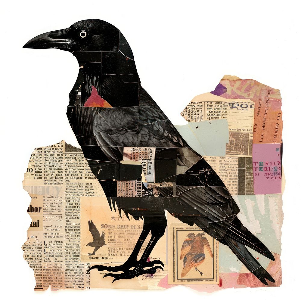 Raven shape collage cutouts vintage | Free Photo Illustration - rawpixel