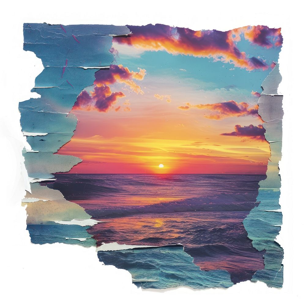 Sky sunset collage ocean transportation. | Free Photo Illustration ...